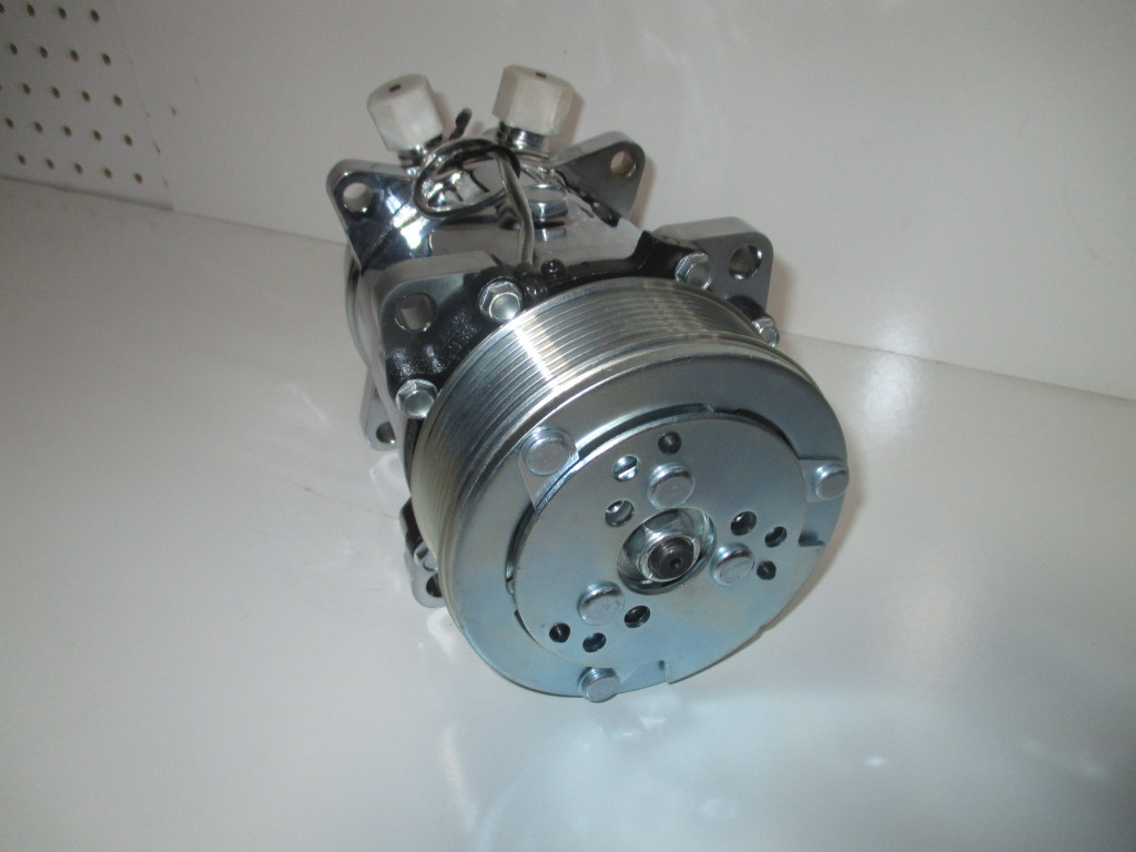 Sanden 508 Style Air Conditioning Compressor Serpentine Belt Chrome w ...