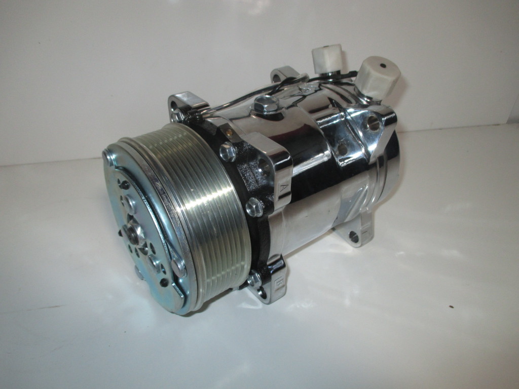 Sanden 508 Style Air Conditioning Compressor Serpentine Belt Chrome w ...