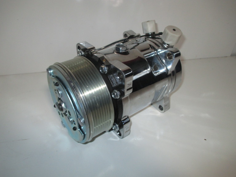 Sanden 508 Style Air Conditioning Compressor Serpentine Belt Chrome w ...