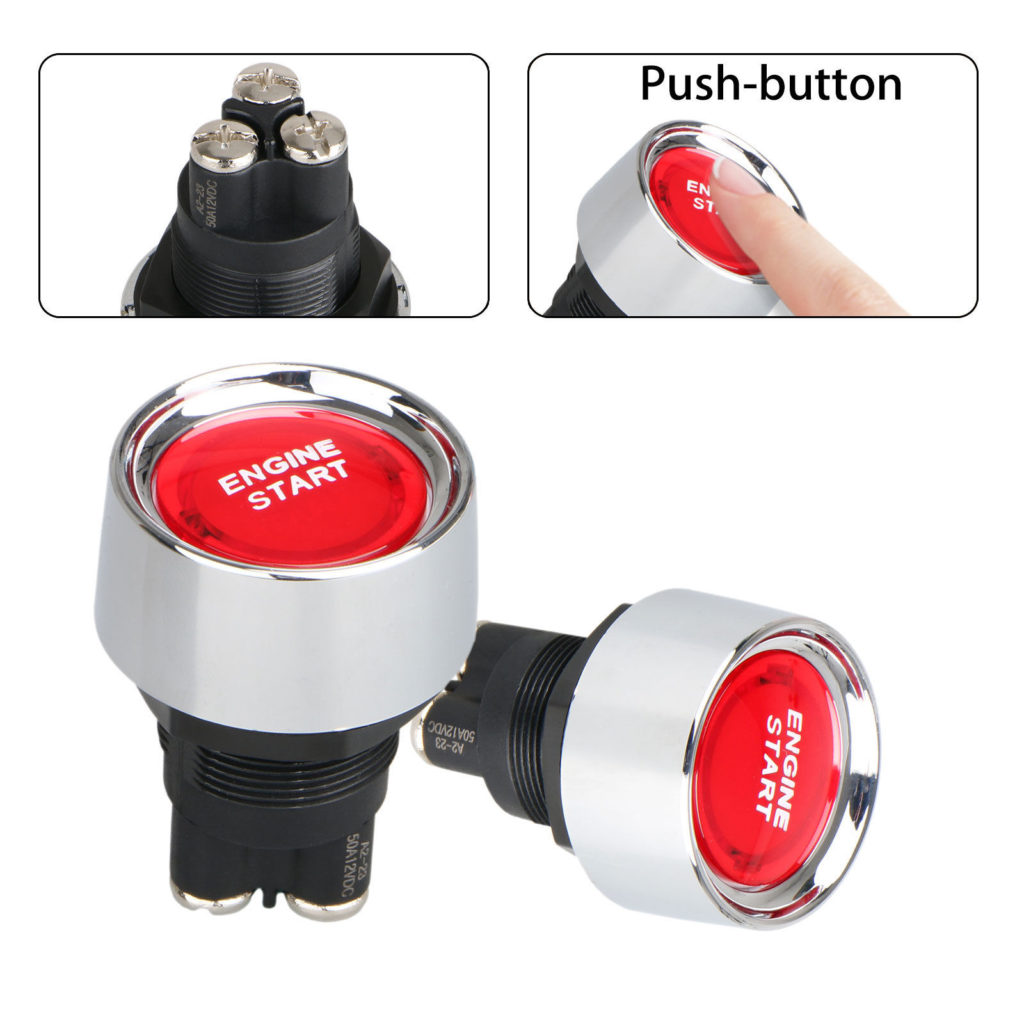 Universal 12V Car Red Illuminated Engine Start Switch Push Button