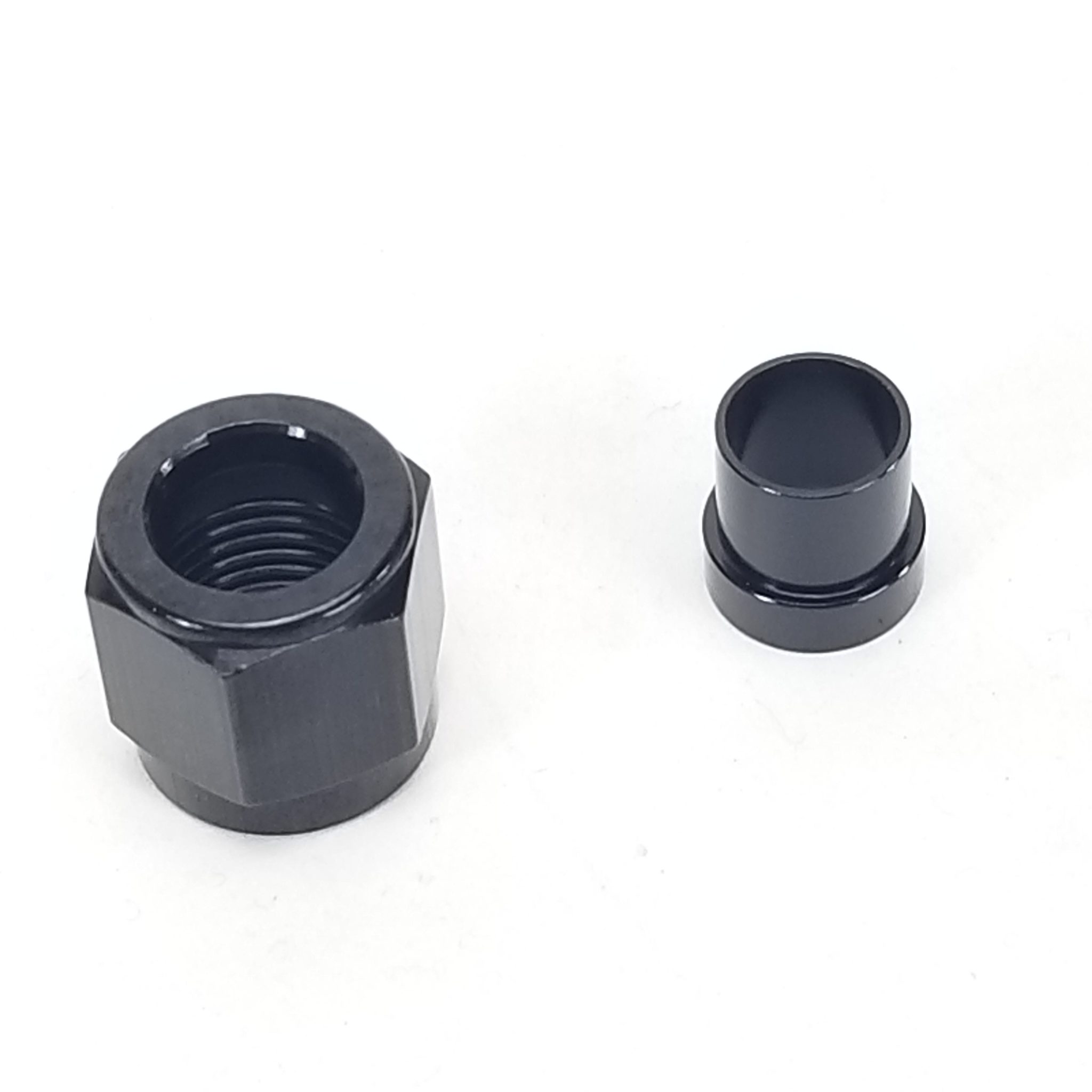 -6AN Tube Nut & Sleeve - Pair - Black Anodized - 47-0016